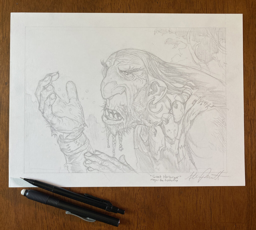 Giant Harbinger - MtG Preliminary Drawing - The Art of Steve Prescott