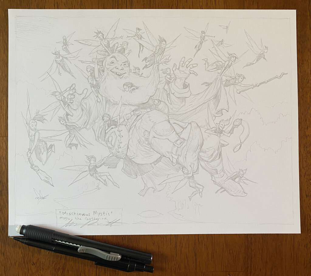 Mischievous Mystic - MtG Preliminary Drawing - The Art of Steve Prescott
